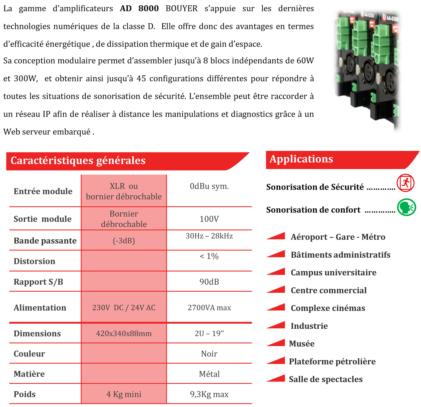 Gamme d'amplificateur AD 8000 - Sonectrad-BRN